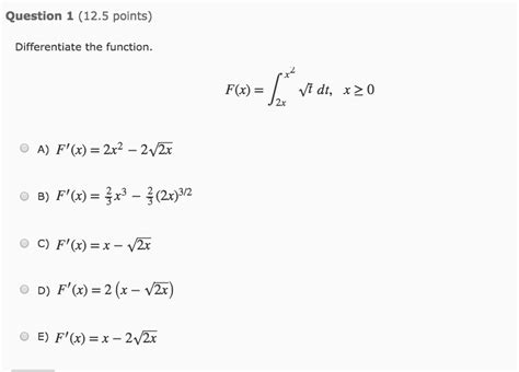 Solved Question Points Differentiate The Function Chegg