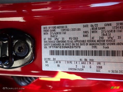 2022 F150 Color Code D4 For Rapid Red Metallic Tinted Photo 144854988