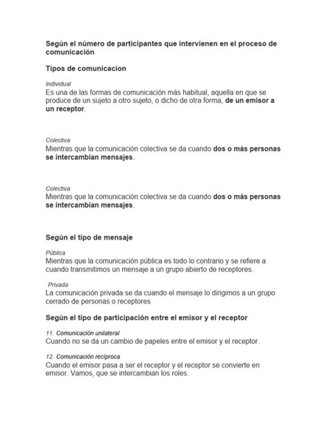 Tipos De Comunicacion Word Pdf