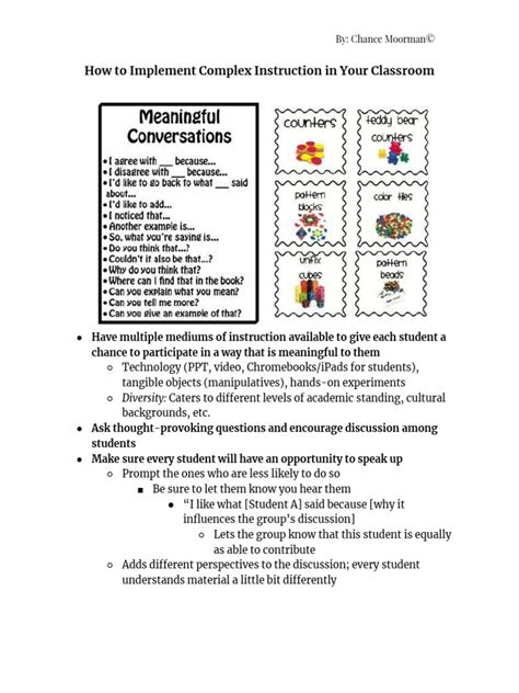Complex Instruction Handout 1 Pdf