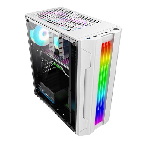 Ruix Twilight White Colorful Rgb Light Pc Case Atx Gaming Computer Case