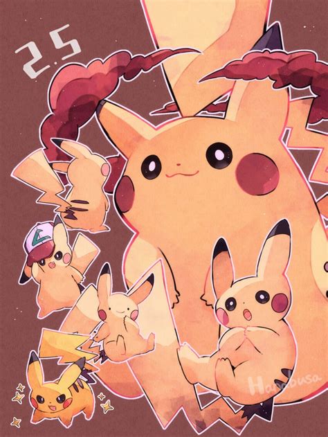 Hanabusaoekaki Ash Ketchum Ditto Gigantamax Pikachu Pikachu