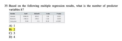 Solved 35 Based On The Following Multiple Regression