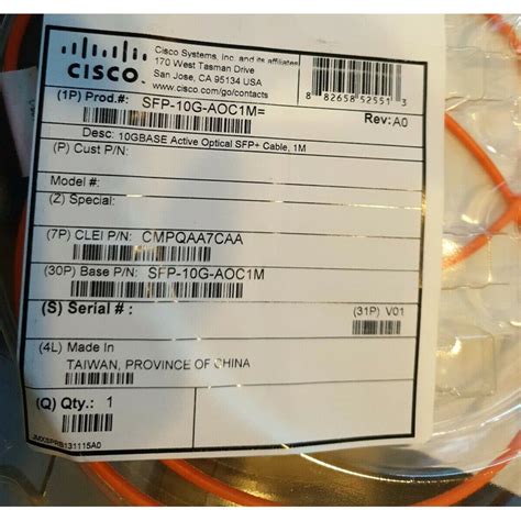 Genuine Cisco Sfp 10g Aoc1m