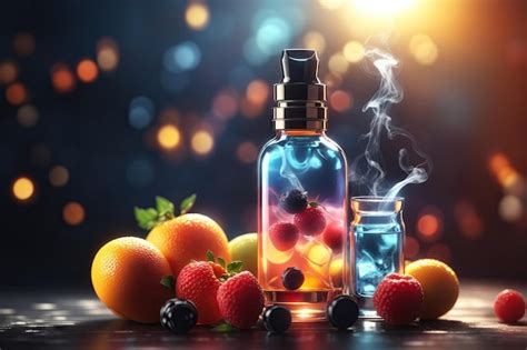 Premium Ai Image Bottle With Liquid Vaping Flavored Liquid Fruits Ai Generative