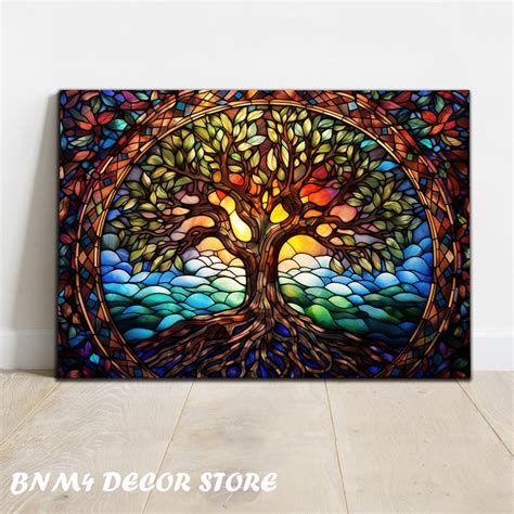 Tempered Glass Wall Art Life Of Tree Glass Decor Stained Wall Art