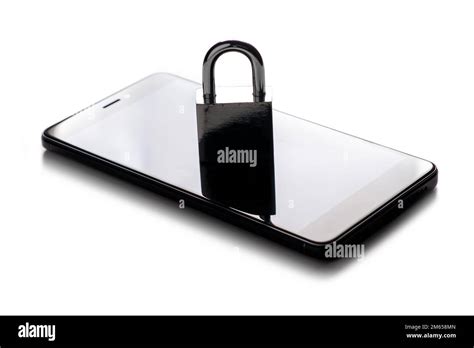 Technology Security Modern Smartphone With Padlock On White Background Smartphone Security