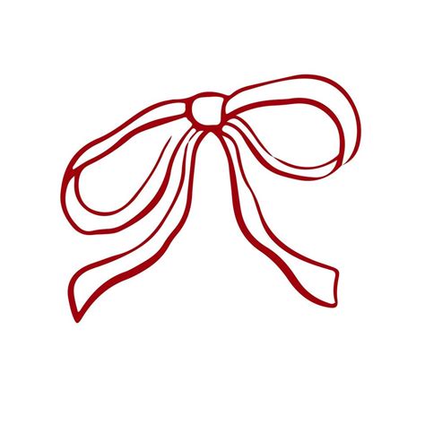 Hand Draw Coquette Ribbon And Bow Vintage Element In Simple Crayon And