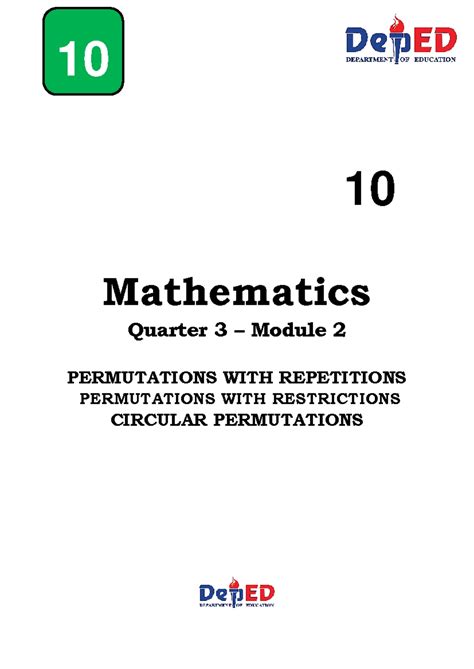 5 Q1 Math Module 5 For Quarter 1 Mathematics 10 Mathematics Quarter