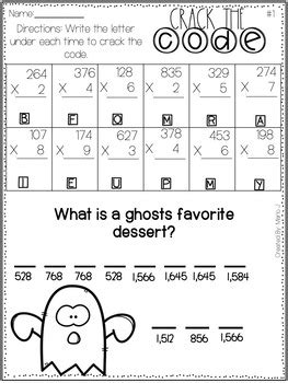 Crack The Code Multi Digit Multiplication Halloween Themed By CreatedbyMarloJ