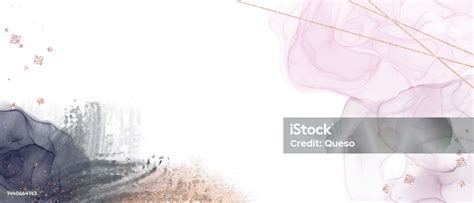 알코올 잉크 아트 추상 배경 가로 템플릿입니다 분홍색 수채화 질감과 금색 반짝이 색종이 0명에 대한 스톡 벡터 아트 및 기타 이미지 0명 가을 금색 Istock