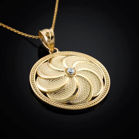 Gold Armenian Eternity Shield Diamond Pendant Necklace