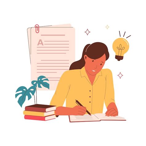 Premium Vector Flat Design Of Woman Writing Essay