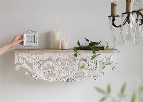 마틸다 프렌치 벽선반 카브드 빈티지 엔틱 원목 벽걸이 인테리어 선반 수납장 선반