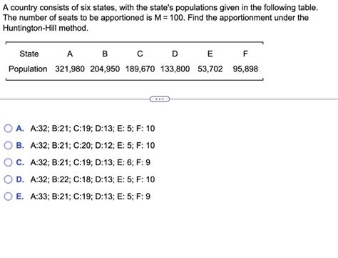 Solved A Country Consists Of Six States With The States Populations