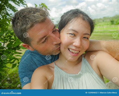 Young Beautiful And Happy Mixed Ethnicity Couple Beautiful Asian