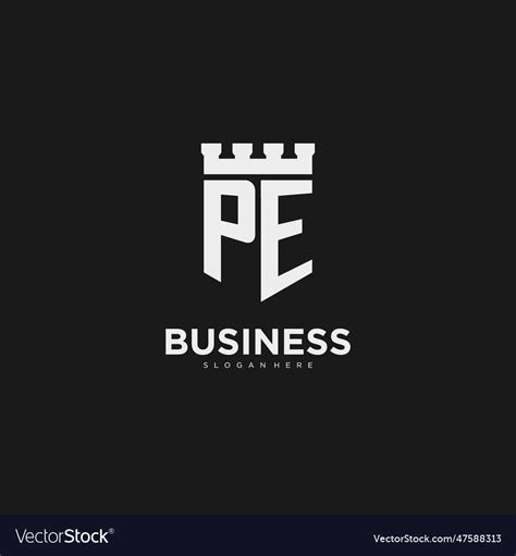 Initials Pe Logo Monogram With Shield Royalty Free Vector