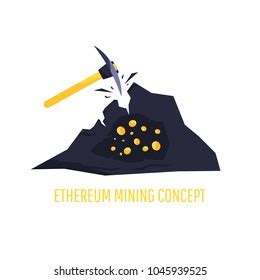 Mining Extracting Coins Rock Pickaxe Vector Stock Vector Royalty Free