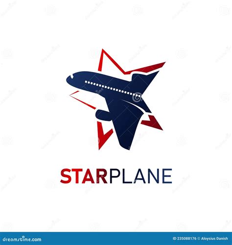 Star Plane Logo Design With Star Aircraft And Airplane Icon On