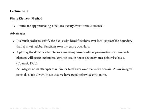 Lecture No 7 Finite Element Method • Define The Approximating
