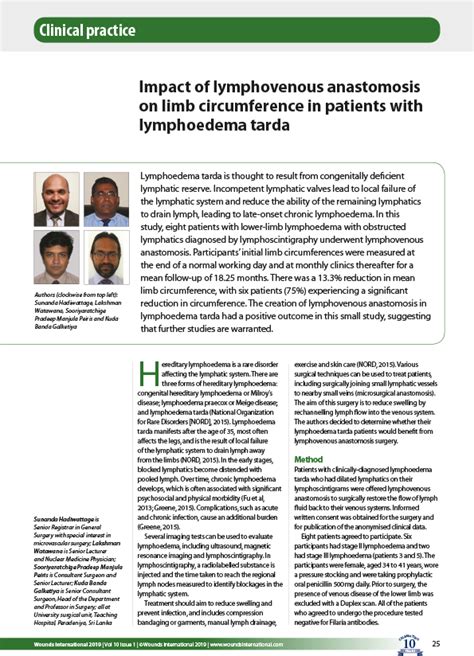 Impact Of Lymphovenous Anastomosis On Limb Circumference In Patients With Lymphoedema Tarda