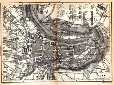Bern Schweiz Stadtplan Echter Antiker Stadtplan C1887 Eur 1568