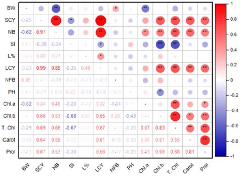 Correlation Matrix Plot Among Yield Yield Components And Physiological