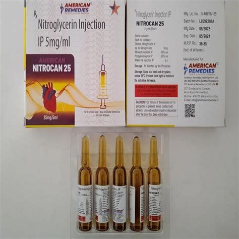 25mg Nitroglycerin Injection Ip At ₹ 100 Piece Allopathic Injection