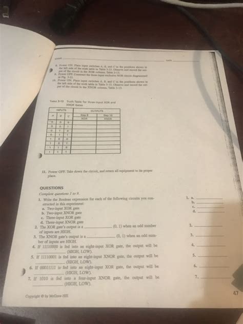 Solved DA NAME LAB EXPERIMENT XOR AND NOR GATES Chegg Com