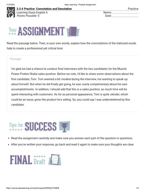 Apex Learning Practice Assignment Pdf