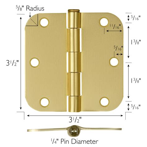 Radius 35 Inch Satin Brass Door Hinge 3 Pack ǀ Hardware And Locks ǀ