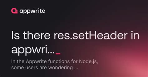 Is There Theader In Appwrite Functions Nodejs Threads Appwrite