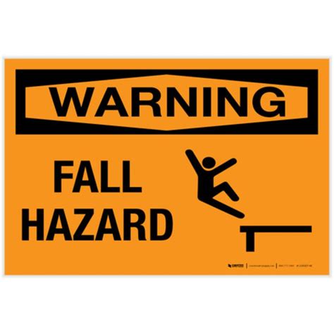 Warning Fall Hazard Label Comprehensive Safety Signs And Labels For
