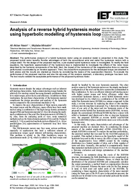 pdf analysis of a reverse hybrid hysteresis motor using hyperbolic modelling of hysteresis