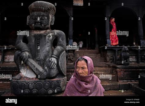 Nepali Women At The Ancient Dattatraya Temple Built During The Reign Of