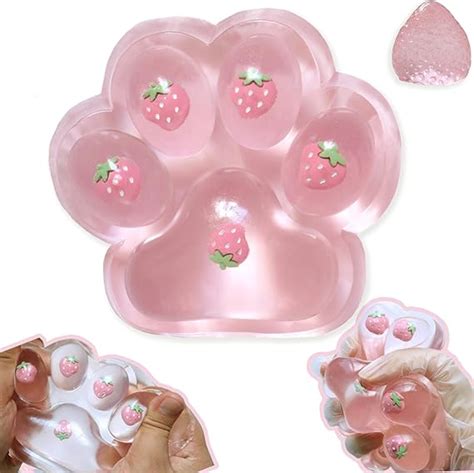 Big Cat Paw Squishy Toys 5 Inch Large Strawberry Taba