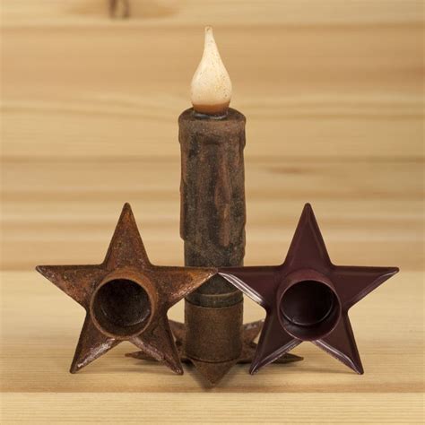 Taper Candle Holders Tin Star These Rust Or Brown Tin Star Holders