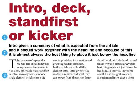 Intro Deck Standfirst Or Kicker Magazine Design Page Layout Print Design