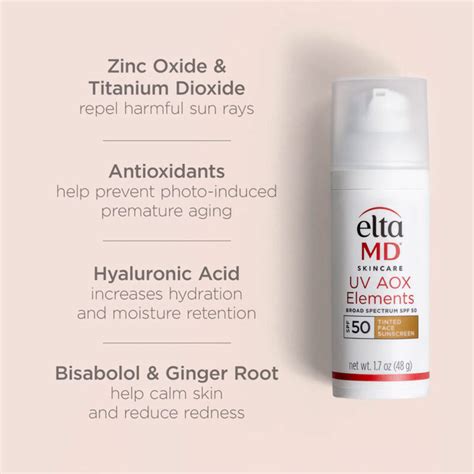 Eltamd Uv Aox Elements Broad Spectrum Spf 50 Tinted • Rejuvent Skincare