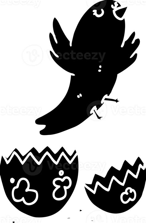 Cartoon Bird Hatching From Egg Solid Black Icon 45455698 Png