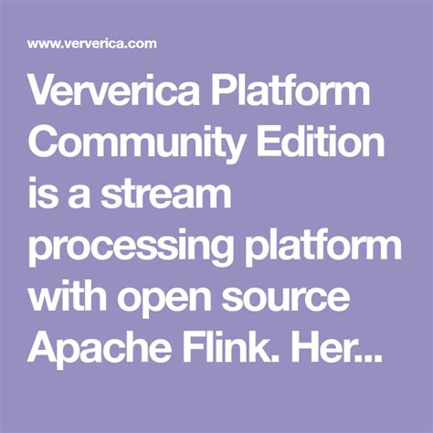 ververica platform stream processing with apache flink