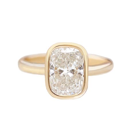 Cushion Cut Solitaire Bezel Set Diamond Engagement Ring Grace