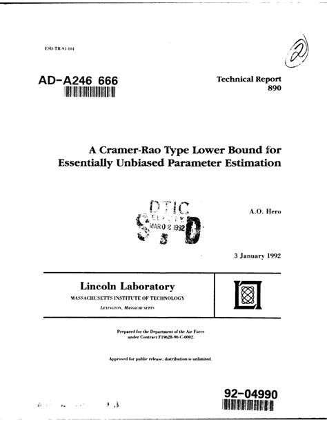 Pdf A Cramer Rao Type Lower Bound For Essentially Unbiased Parameter Estimation