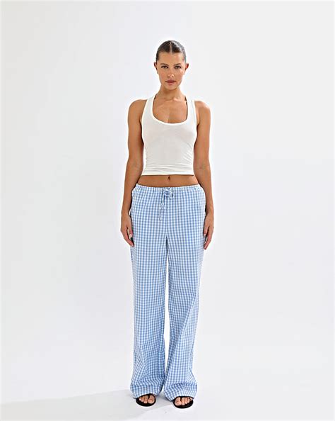 Lila Pants Blue Gingham Regulartall One Mile The Label