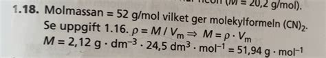 Beräkna Molmassa Kemikemi 2 Pluggakuten