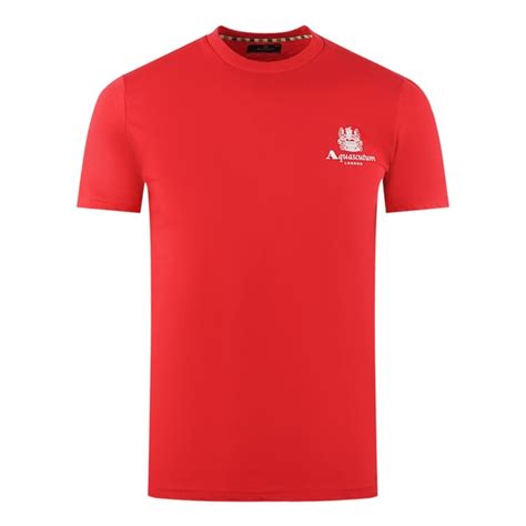 Aquascutum London Aldis Brand Logo On Chest Red T Shirt