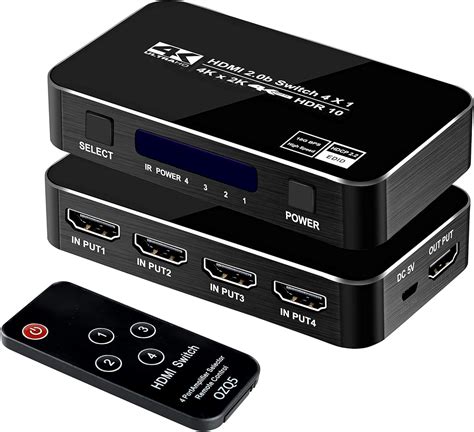 Jp Ferrisa Hdmi 切替器 4k 60hz 4入力1出力 Hdmi スイッチャー Hdmi2 0 Hdcp2 2 3d 1080p Hdr対応 自動手動切替