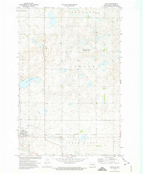 Classic Usgs Tuttle North Dakota 75x75 Topo Map Mytopo Map Store