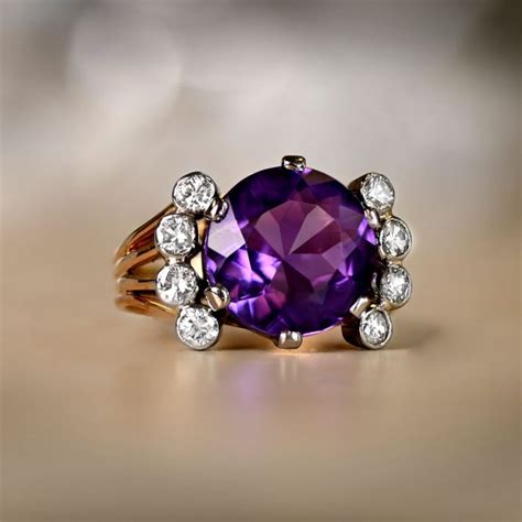 332ct Edmonton Amethyst Ring Estate Diamond Jewelry