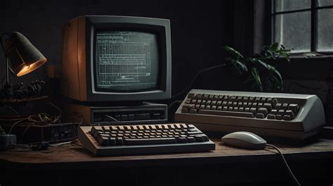 Vintage Computer Setup Oldschool Crt Monitor Retro Computer Display
